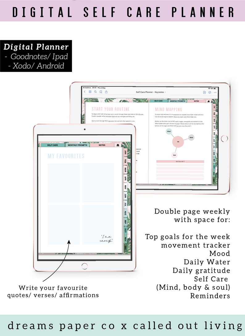 DIGITAL Self Care Planner Workbook Wellness Self-care - Etsy