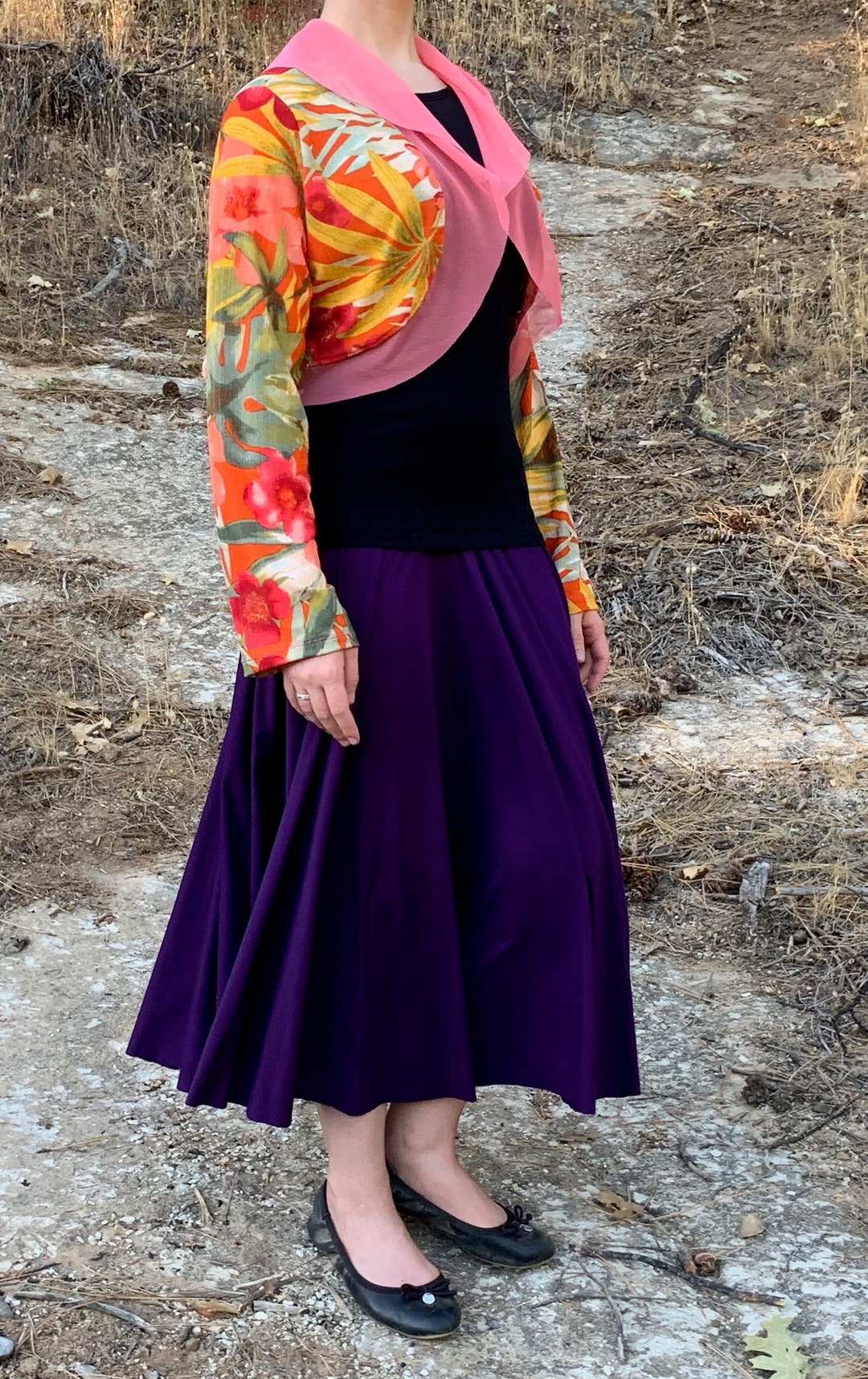 Handmade Bolero: Tropical Orange Floral Print, Evening Cover-up - Etsy