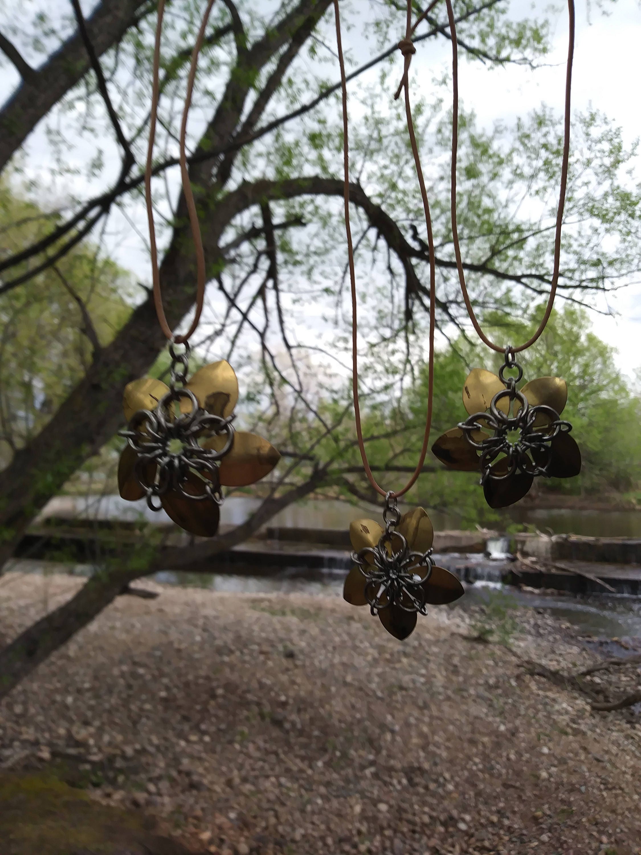 Stainless Steel Chainmaille Flower Pendant - Etsy