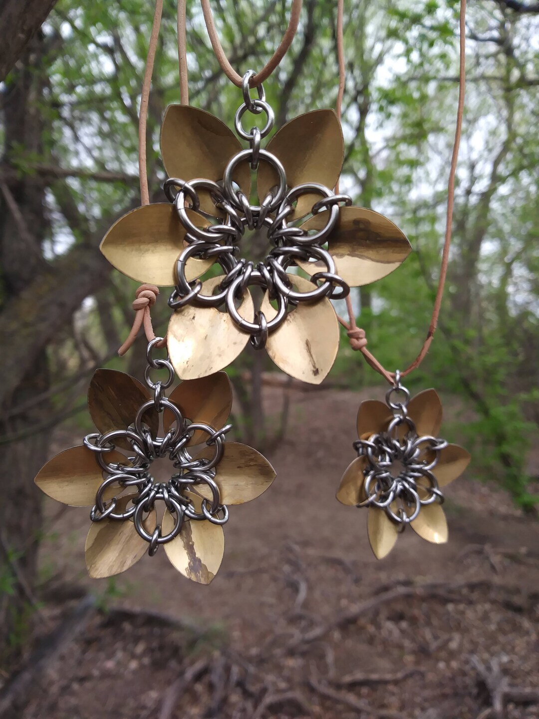 Stainless Steel Chainmaille Flower Pendant - Etsy