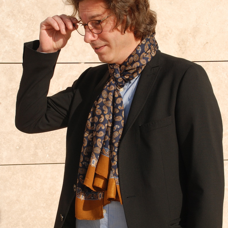 Silk Mens Scarf, Men Scarf, Gift for Him, Boyfriend Gift, Paisley ...