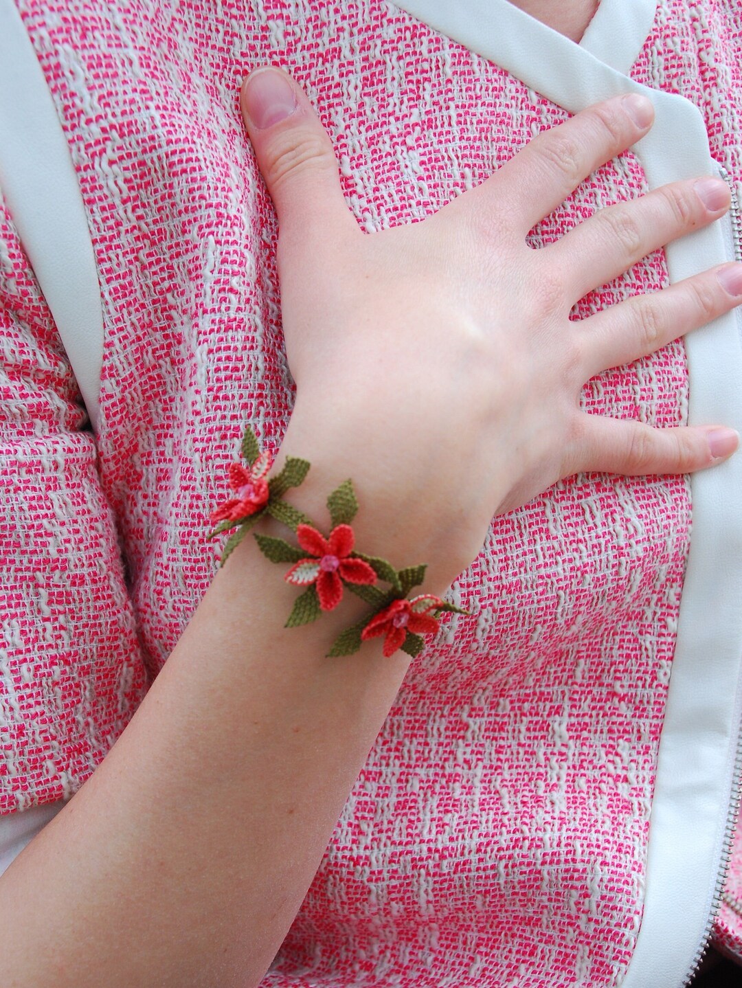 Oya Crochet Bracelet, Handmade Jewelry, Flower Bracelet, Unique Gift ...