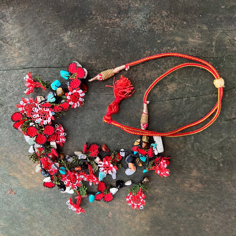 Handmade Turkish Oya Necklace, Turkish OYA Flower Necklace, Unique Gift ...