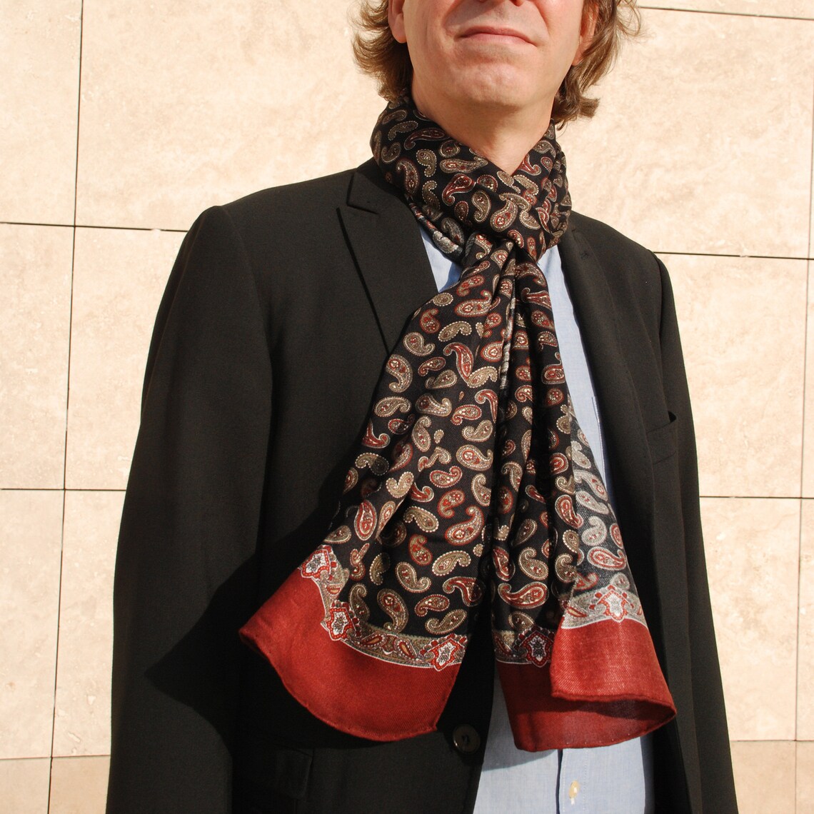 Silk Mens Scarf, Men Scarf, Gift for Him, Boyfriend Gift, Paisley ...
