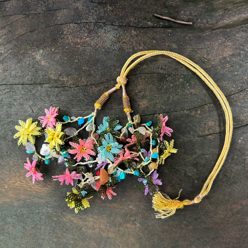 Handmade Turkish Oya Necklace, Turkish OYA Flower Necklace, Unique Gift ...