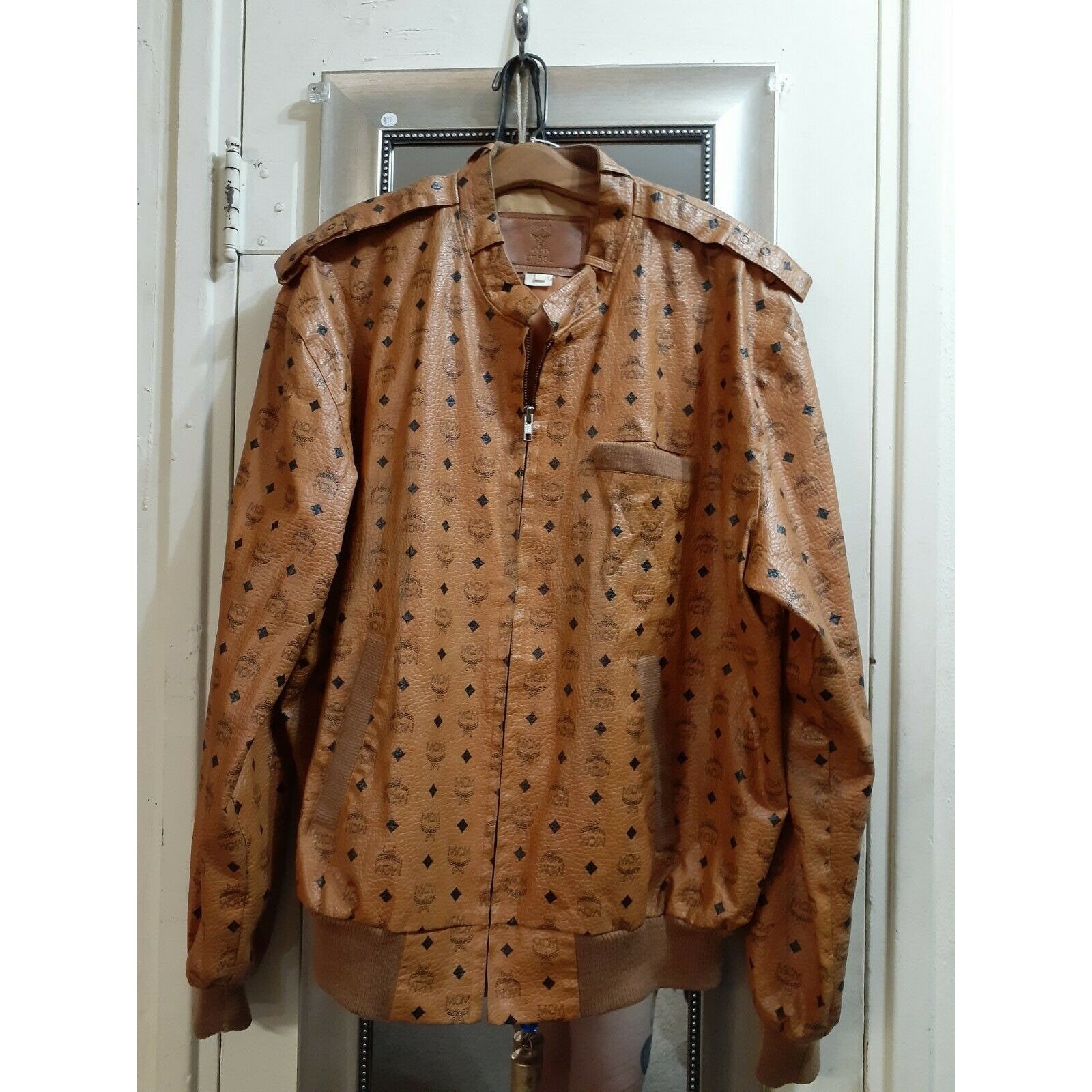 Original Vintage 80s MCM Leather motorcycle jacket XL Spell | Etsy