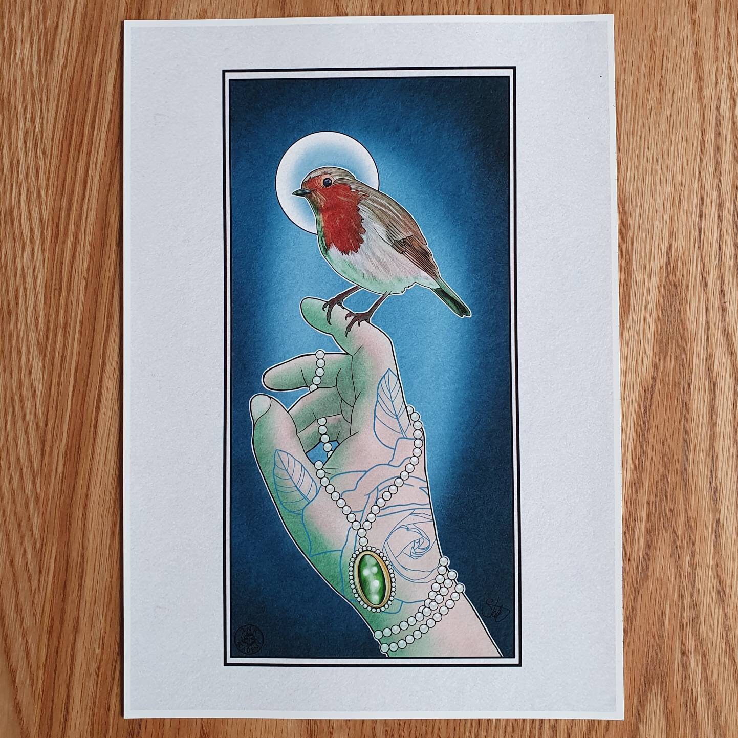 Hand and Robin Tattoo Print - Etsy