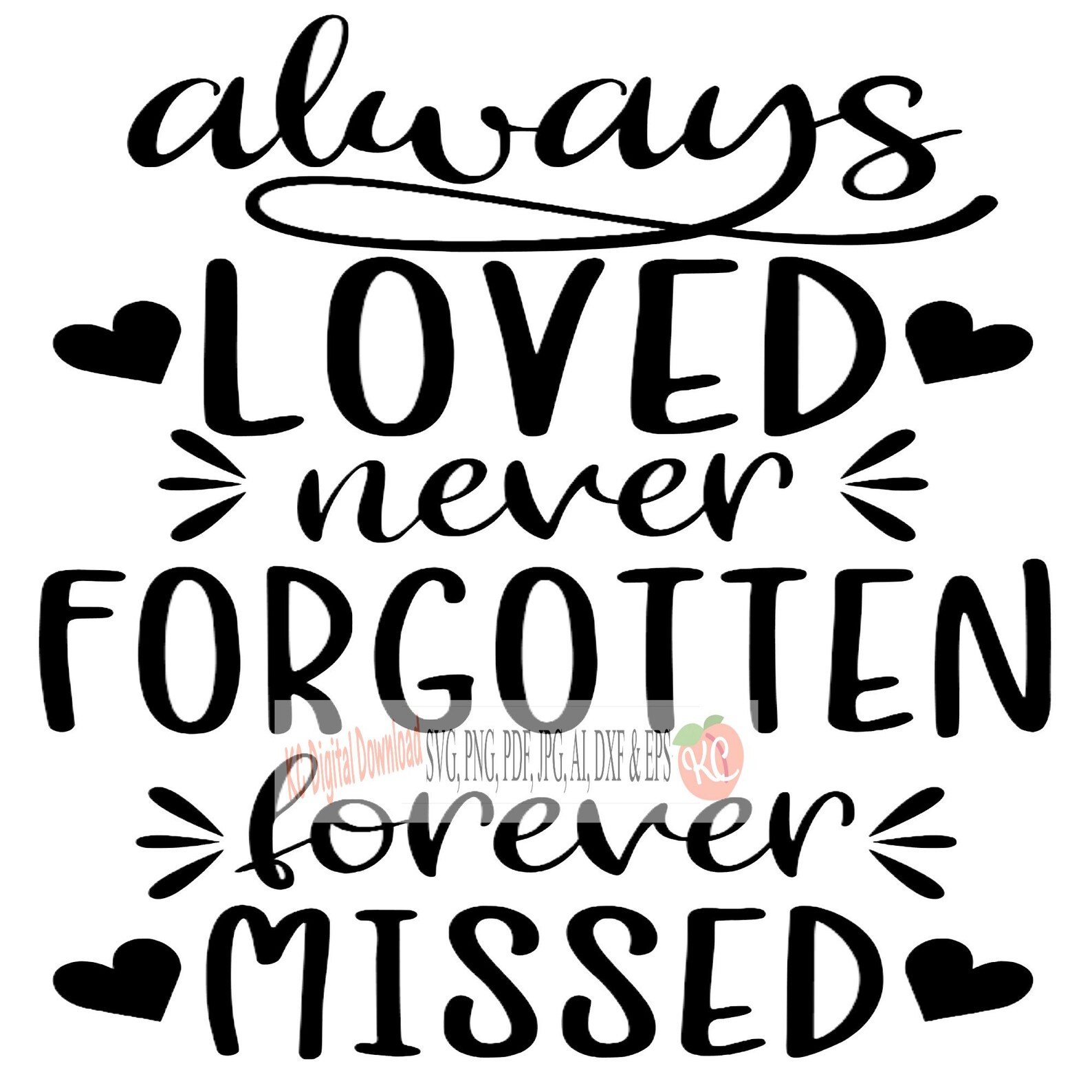 Always Loved Never Forgtten Forever Missed Svg Pdf Png Jpg AI Studio3 ...