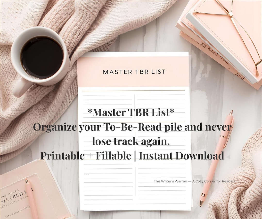 Master TBR List Printable & Fillable Reading Tracker Book Lover Journal ...