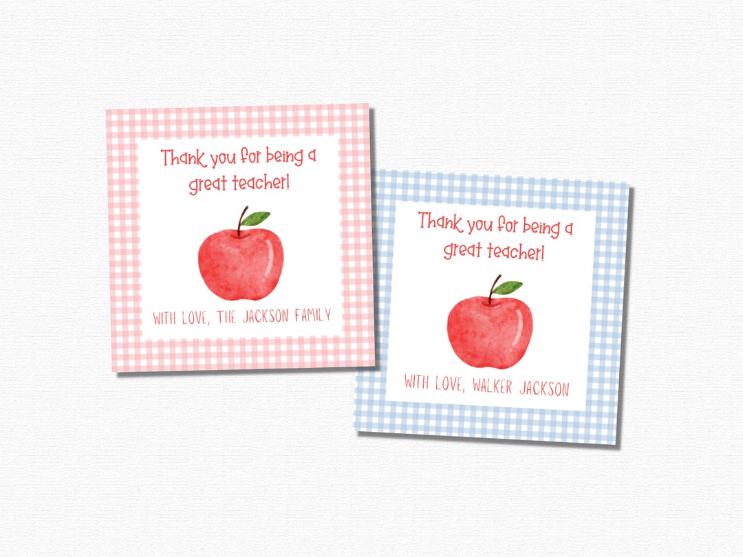 Personalized Teacher Appreciation Gift Tag Apple Teacher Appreciation ...