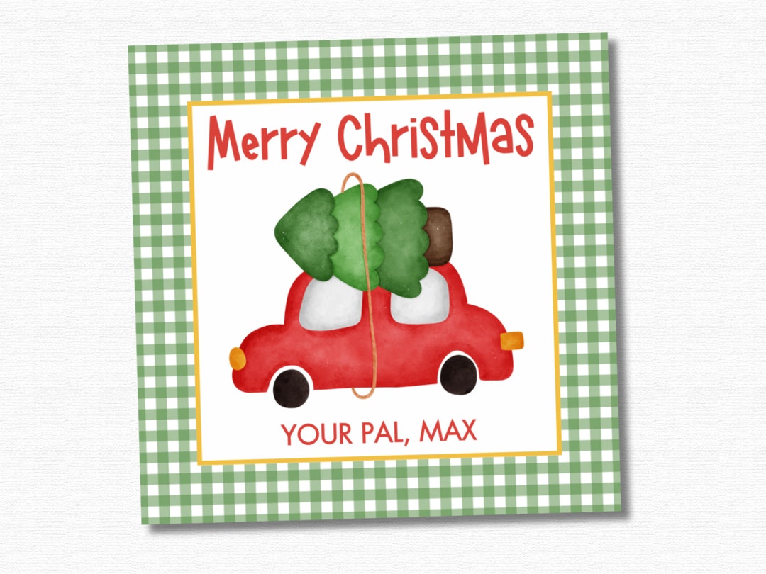 Personalized Watercolor Red Christmas Car Gift Tag Christmas - Etsy