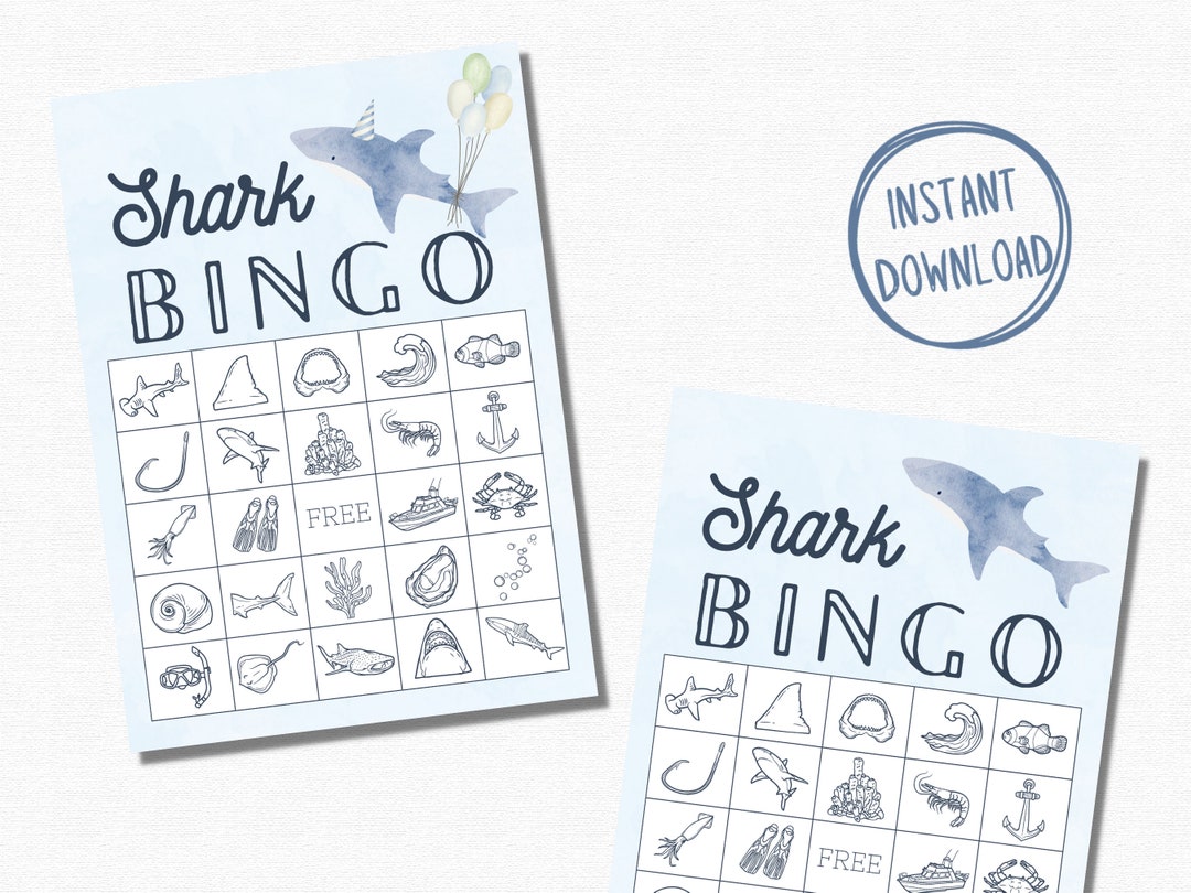 Shark Themed Bingo Cards Shark Bingo Game Instant Download - Etsy UK