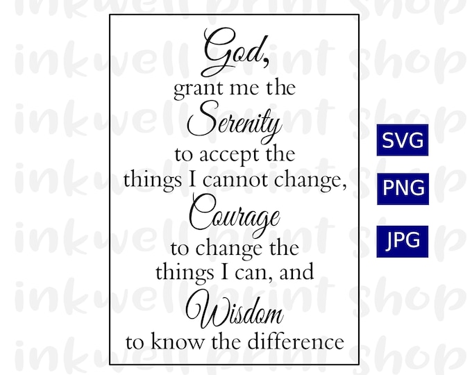 Serenity Prayer Digital Cut File, SVG, PNG, JPG, Cut Files ...