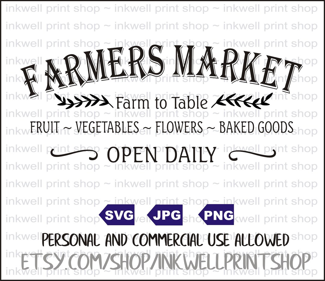 Farmers Market - Svg File, Digital File, SVG, PNG, JPG, Instant ...