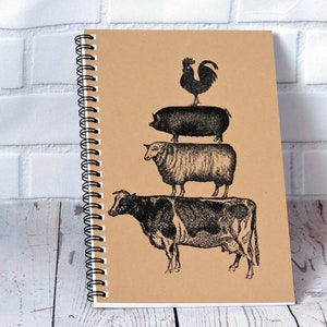 Farm Animal Journal - Blank Journal, Spiral Journal, Spiral Note Book ...