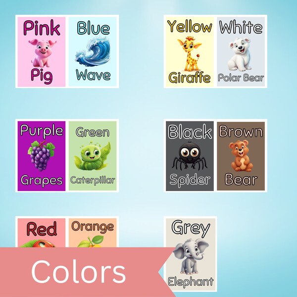 Colors Flash Cards - Etsy