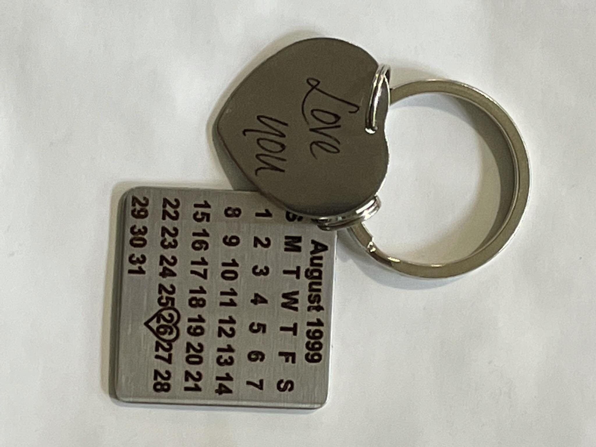 Calendar Keychain, Special Date With Heart, Birth, Anniversary, Couples ...