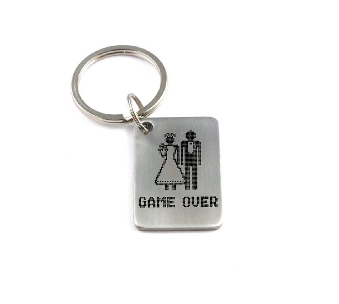 Funny Wedding Gift Key Chain - Game Over - Gag Gift for Bride or Groom ...
