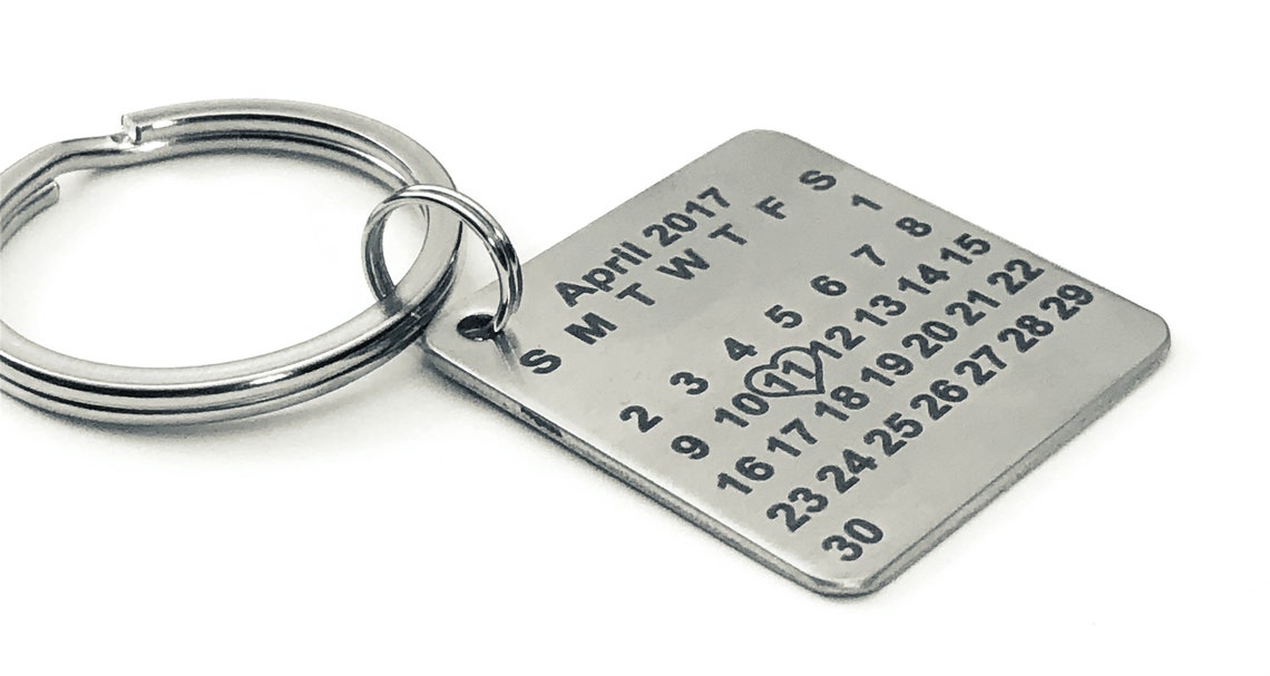 Calendar Keychain, Special Date With Heart, Birth, Anniversary, Couples ...
