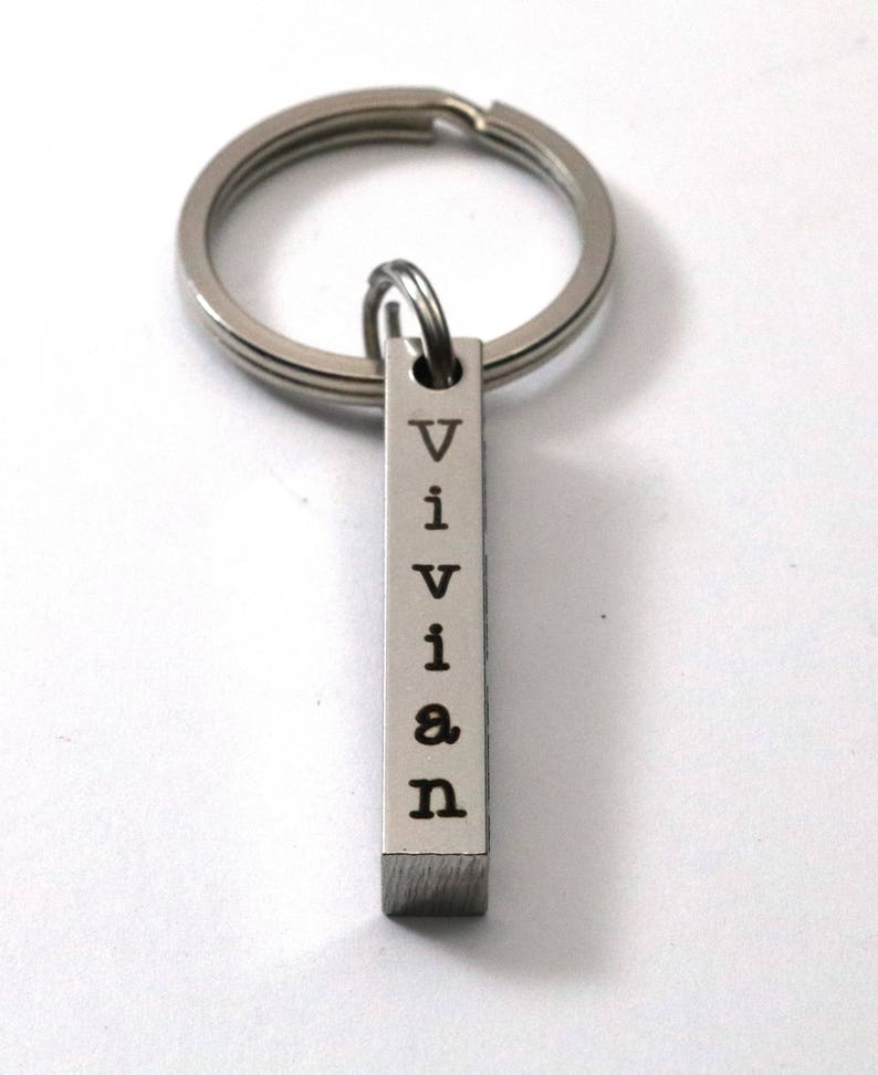 Personalized Stainless Steel Four-sided Bar Keychain - Mom Established ...