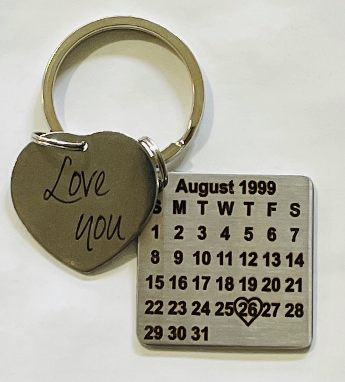 Calendar Keychain, Special Date With Heart, Birth, Anniversary, Couples ...
