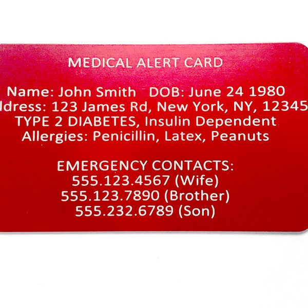 Medical Alert Card - Etsy
