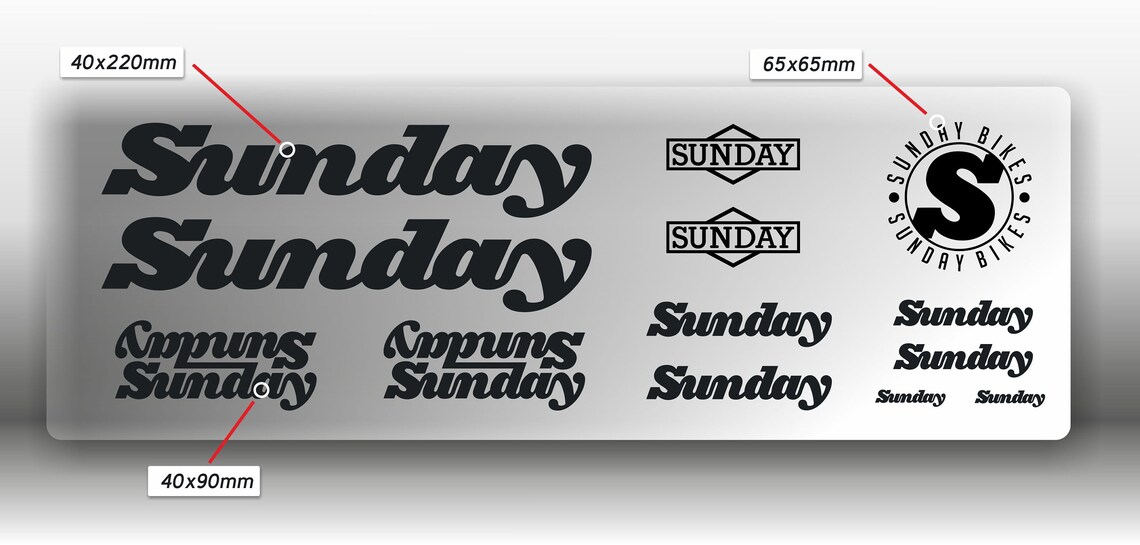 BMX Sunday frame stickers decals for a BMX bike | Etsy