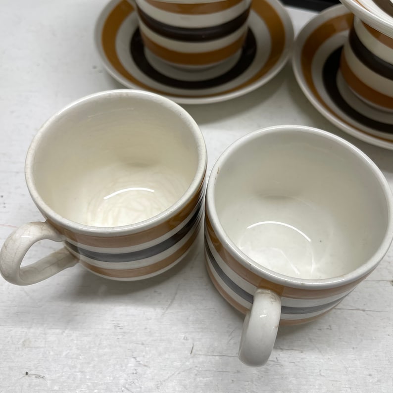 SINGLE PIECE/SET Midcentury Modern Carrigaline Pottery Brown Stripe Cup ...