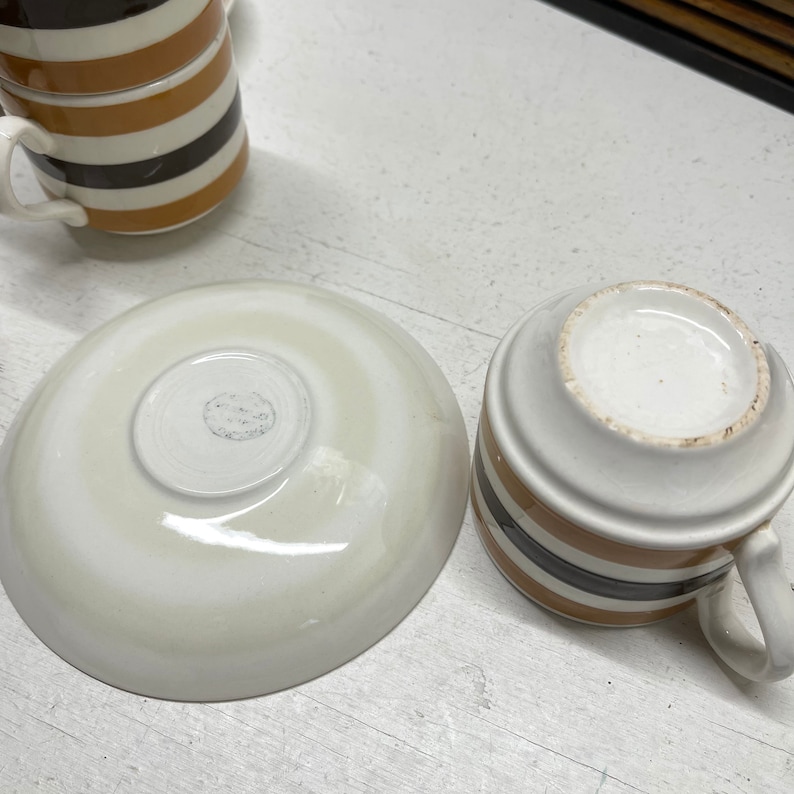 SINGLE PIECE/SET Midcentury Modern Carrigaline Pottery Brown Stripe Cup ...