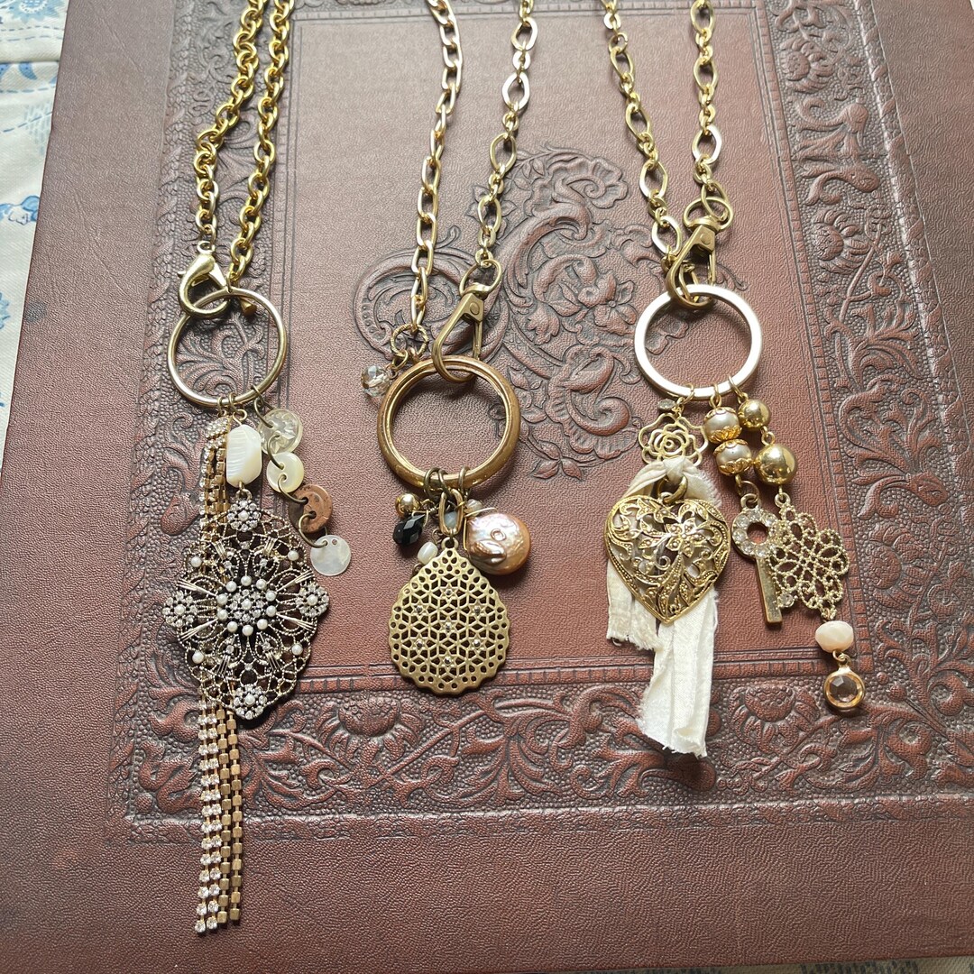 Upcycled Charm Holder Chain Necklace, OOAK, Upcycled, Vintage Jewelry ...