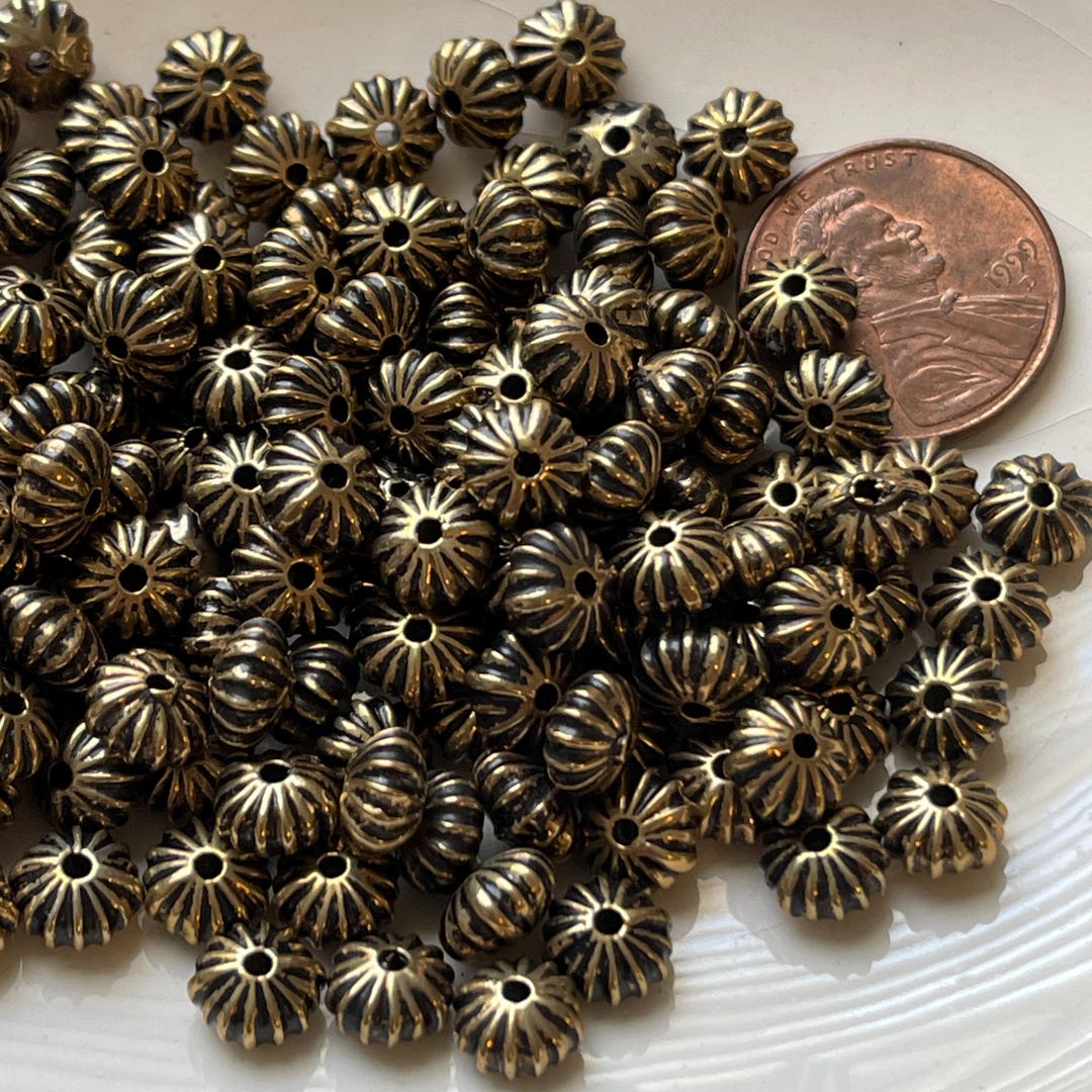 Antiqued Gold Fluted Ribbed Rondelle Spacer Beads 7x5 Mm 160 Pcs ...