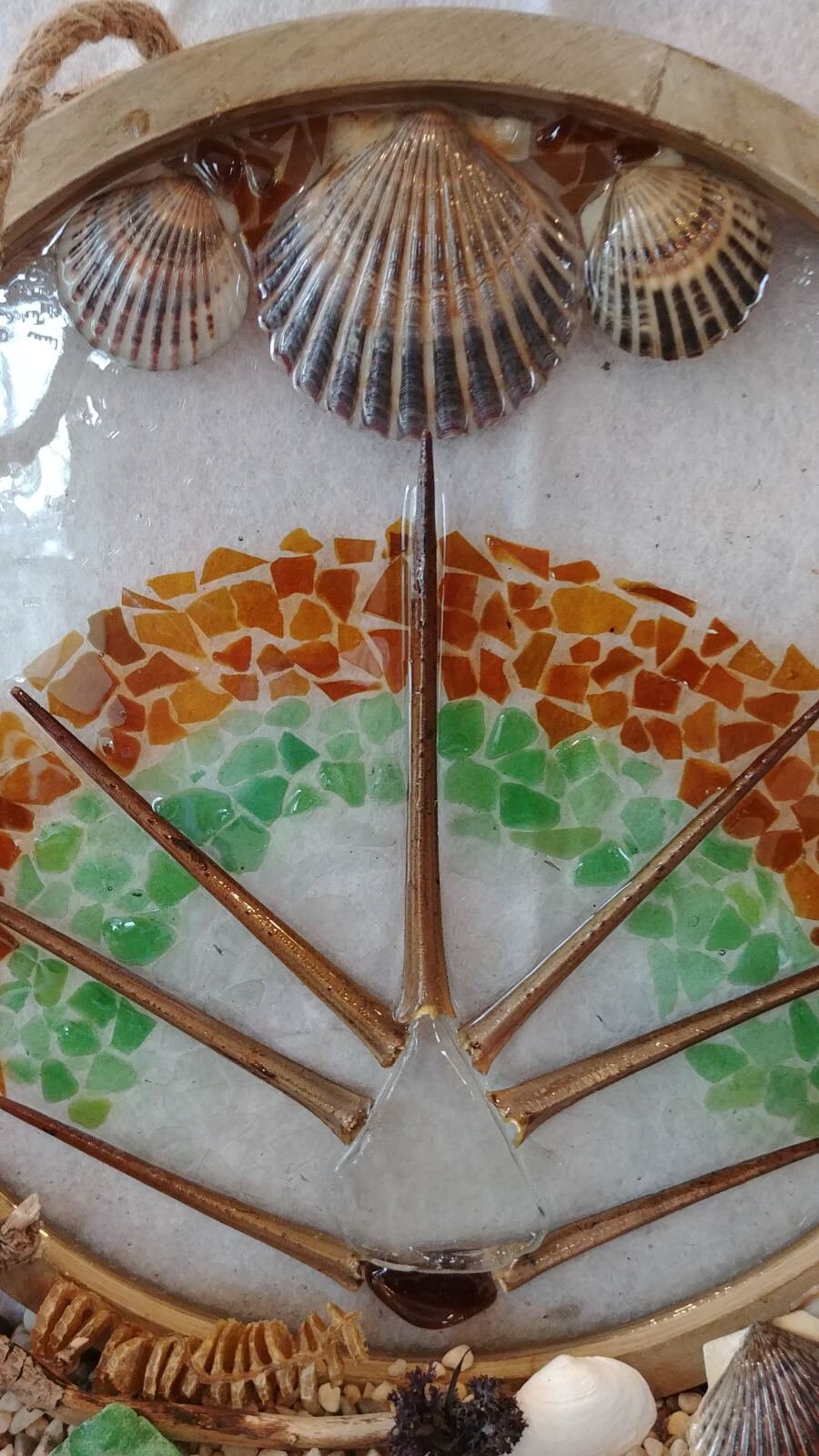 Sea Glass Art Circle Frame With Shells - Etsy