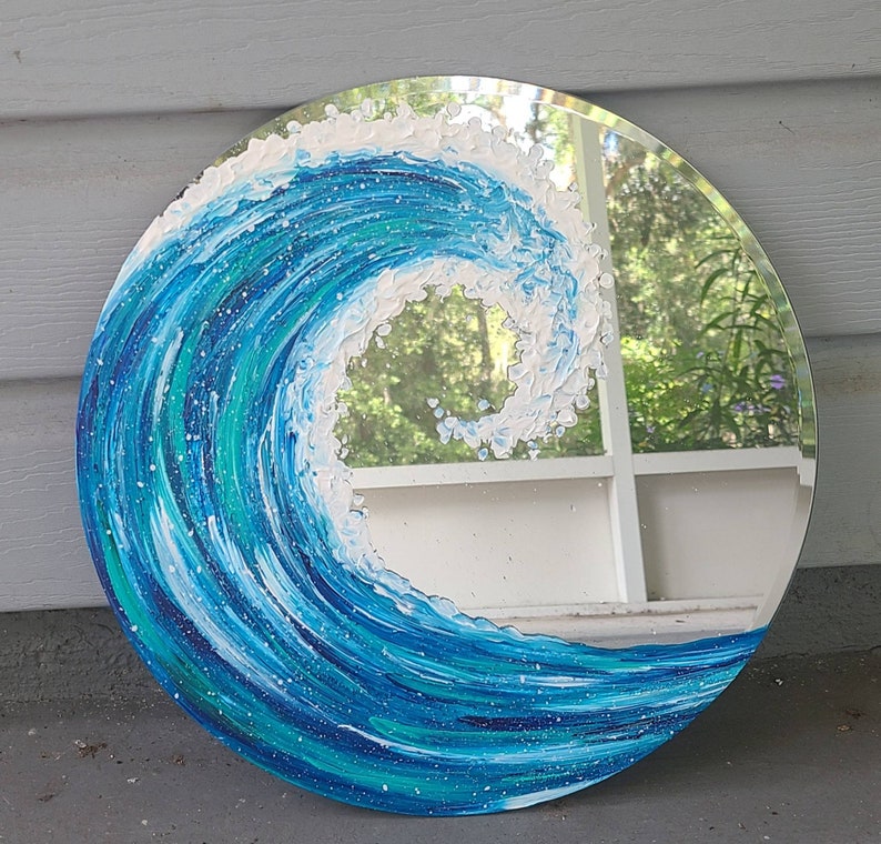 Ocean Wave Mirror Original and Custom Acrylic Painting | Etsy