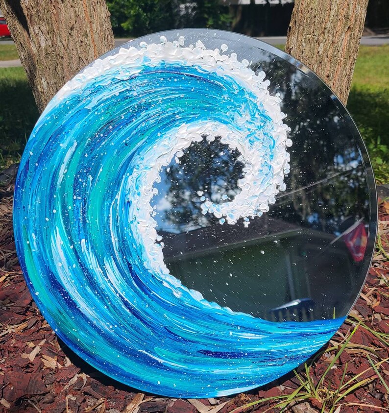 Ocean Wave Mirror Original and Custom Acrylic Painting | Etsy