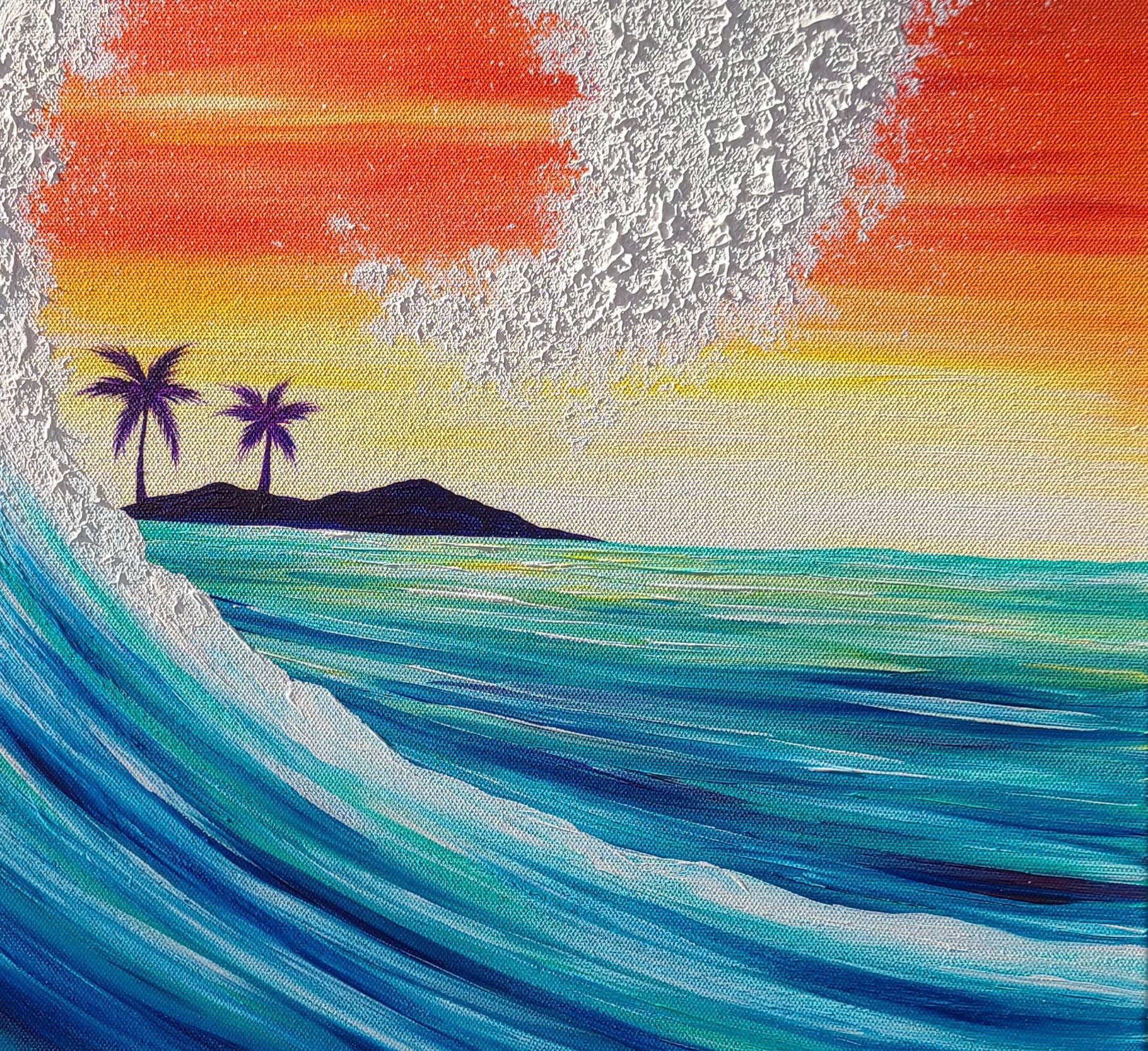 Ocean Wave Sunset Original and Custom Acrylic Painting | Etsy