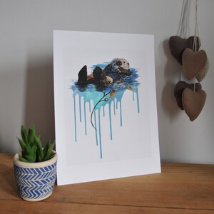 California Chillin' Sea Otter Paint Drip Artwork - Etsy
