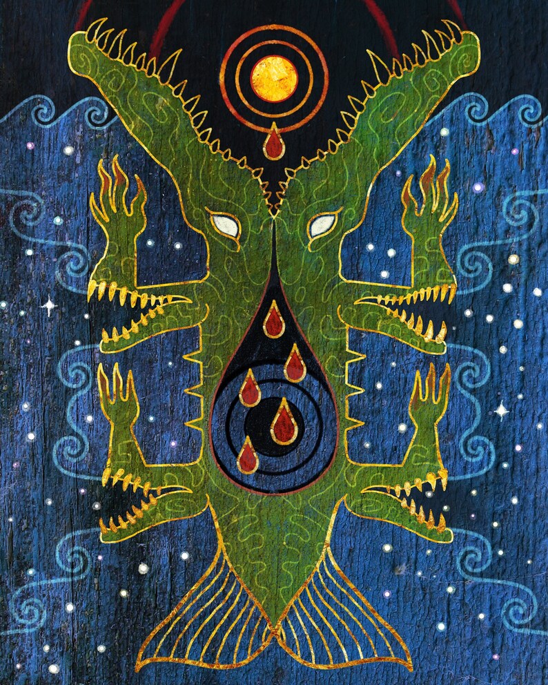 Cipactli Aztec Mayan Crocodile Deity / God card or Print - Etsy Ireland