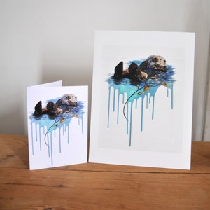 California Chillin' Sea Otter Paint Drip Artwork - Etsy