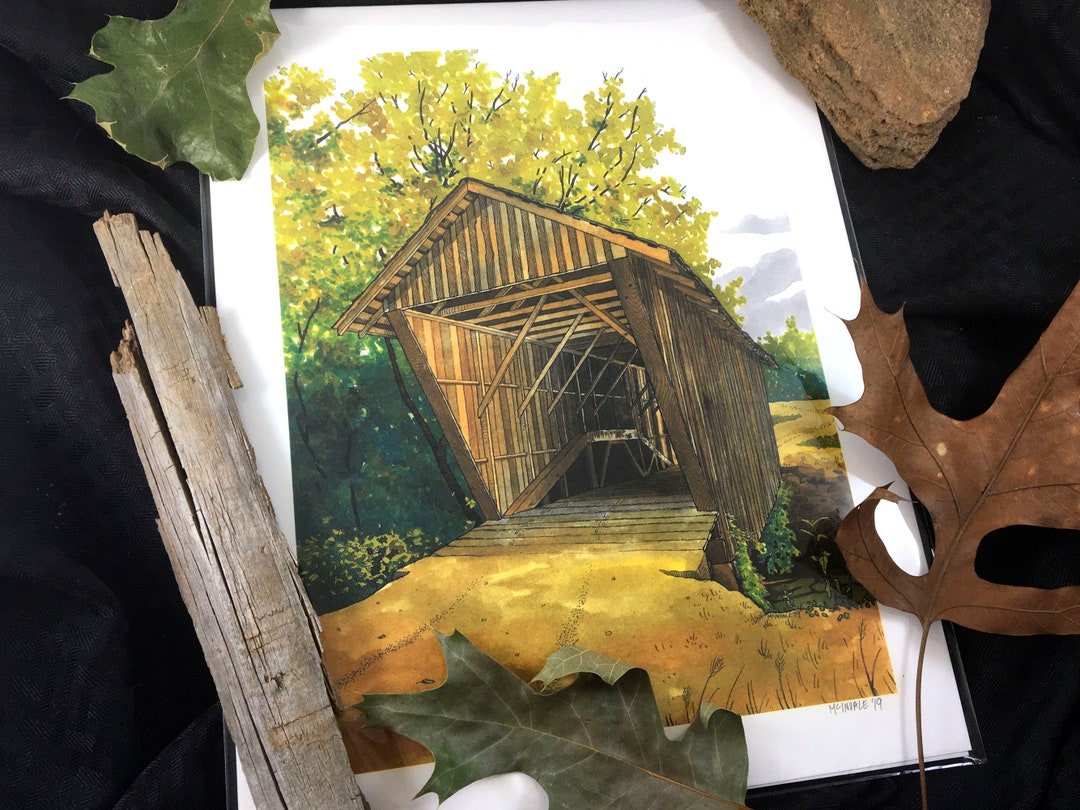 Stovall Mill Covered Bridge Art Print, 11x14 Wall Art, Helen, Georgia ...