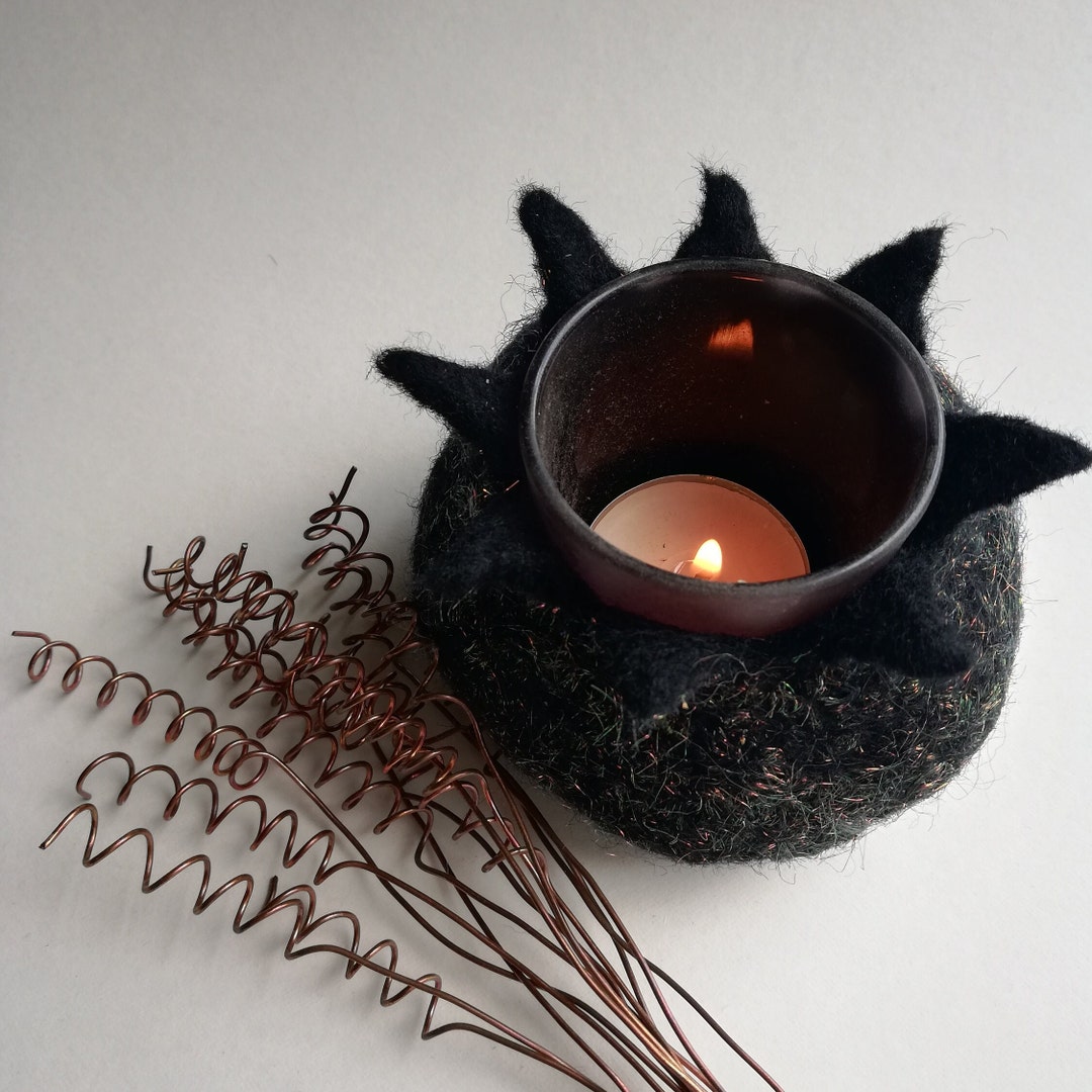 Black Sparkle Hand Felted Wool, Vessel, Pot, Bowl - Etsy