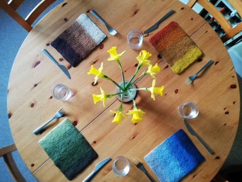 Set of 4 Shaded Hand Felted Woolen Table Mats - Etsy