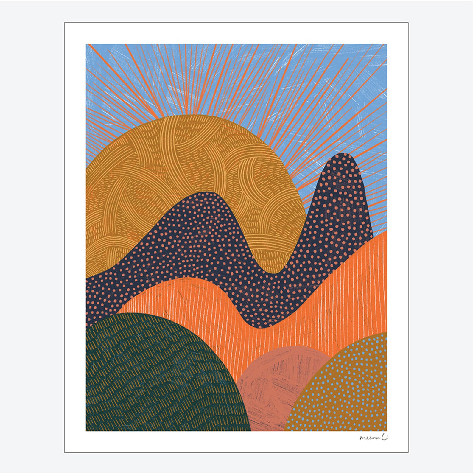 Rolling Sunrise Abstract Landscape Print - Etsy