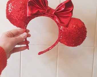 Red Minnie Mouse Ears, Sparkly Minnie Ears, Sparkly Mickey Ears, Minnie ...