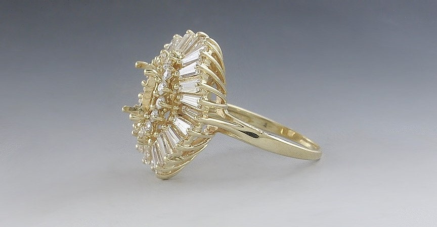 Gorgeous 18k Yellow Gold & Sparkling Diamond Large Ring | Etsy