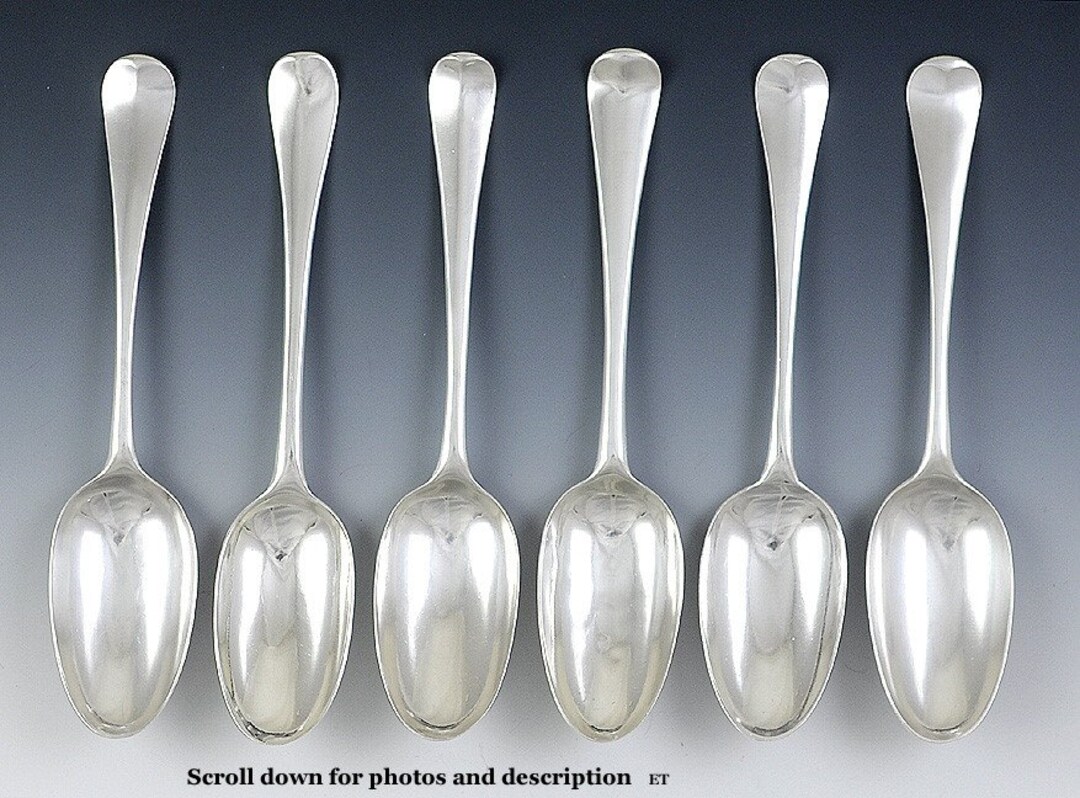 6 Antique English 1700's Georgian Sterling Silver Hanoverian Serving ...