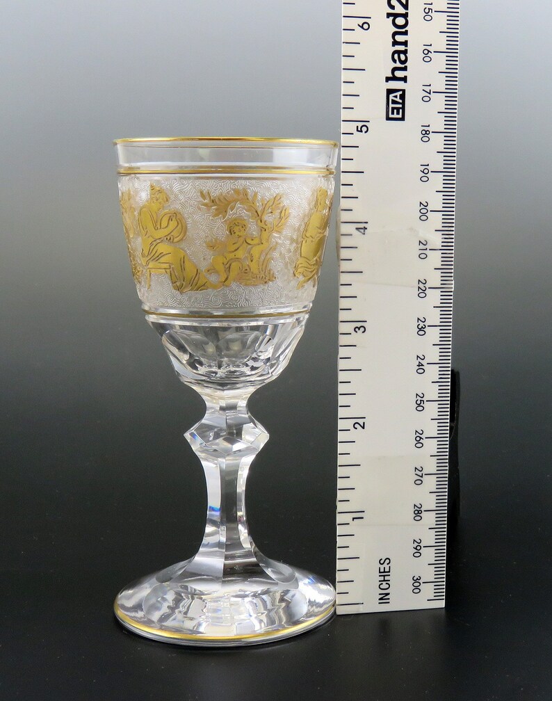 9 Val St Lambert Danse De Flore Gold Crystal Glass Small Wine | Etsy