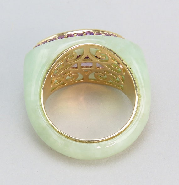 Fabulous Modern 14K Gold Chinese Jade Amethyst Ring S… - Gem