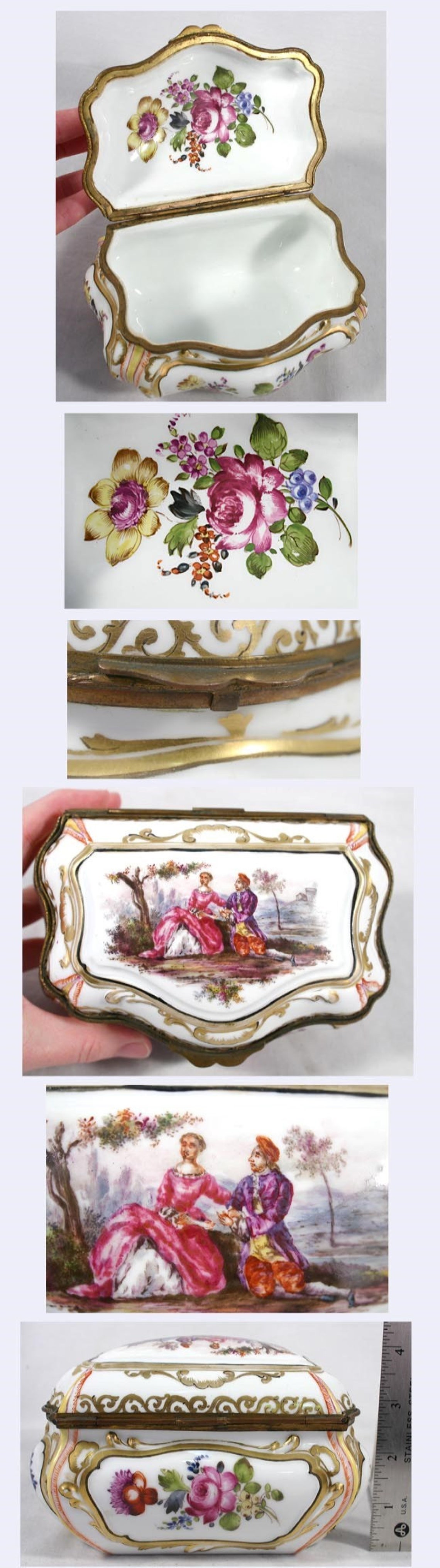 C1870 Hand Painted Louis XIV Porcelain Bronze Mounted Box Samson - Etsy