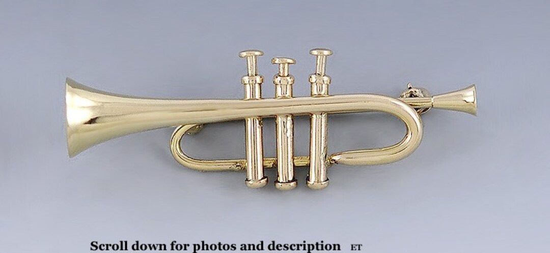 14k Gold Trumpet Pin/brooch W/moving Buttons - Etsy