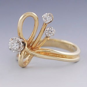 Elegant 14K Gold & Diamond Bow/ribbon Design Ring Size 6.25 - Etsy